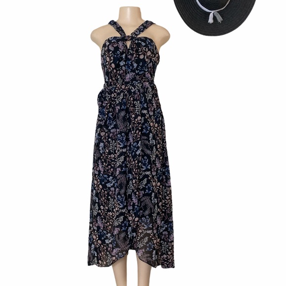 Jessica Simpson | Dresses | Jessica Simpson Halter Sheer Floral Maxi ...